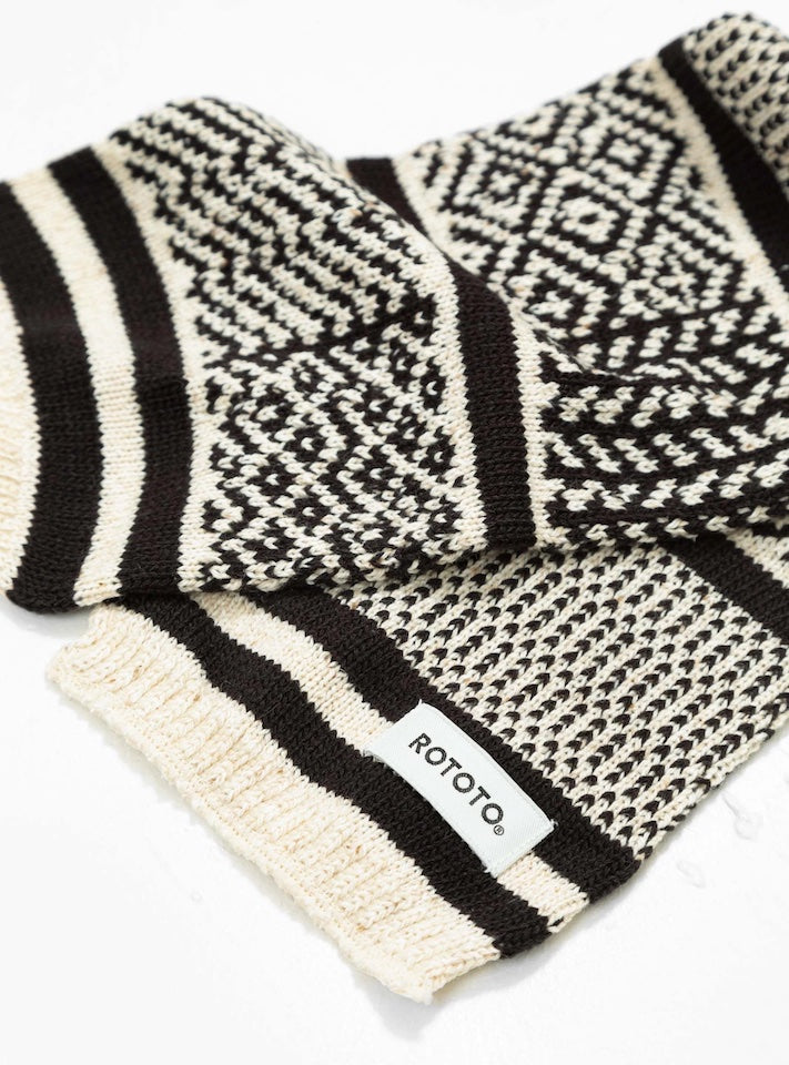 Multi Jacquard Sockstole Scarf / Ivory & Black - ROTOTO – (ki:ts)